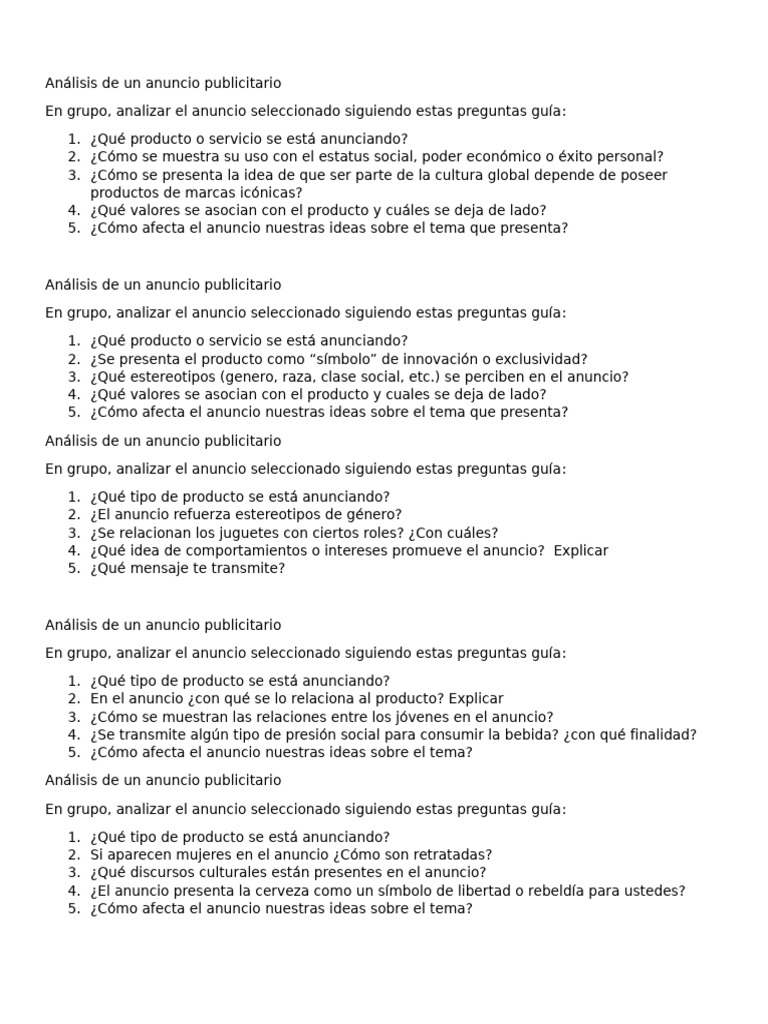 Análisis de Un Anuncio Publicitario | PDF