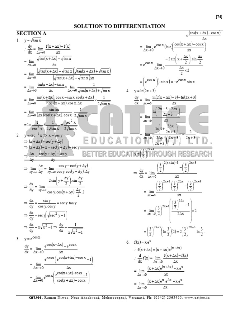 Differentiation Solution | PDF