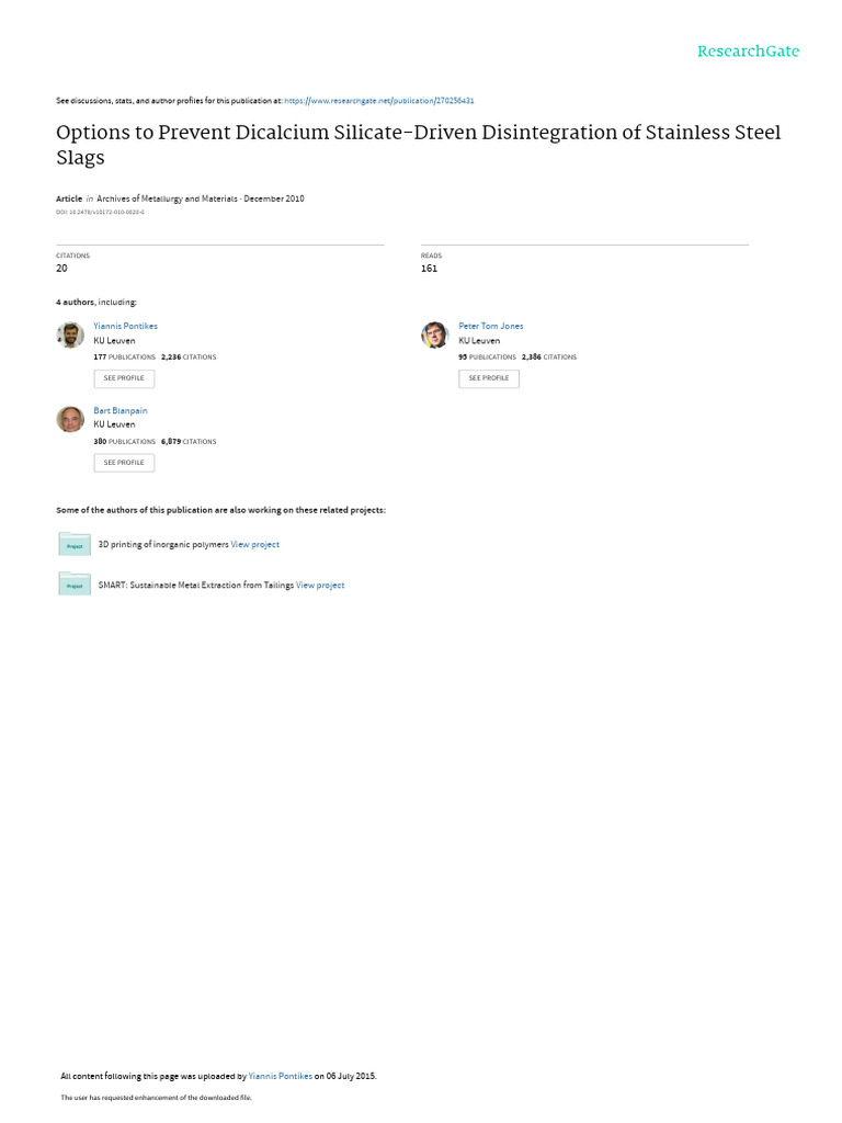Options To Prevent Dicalcium Silicate-Driven Disintegration of ...
