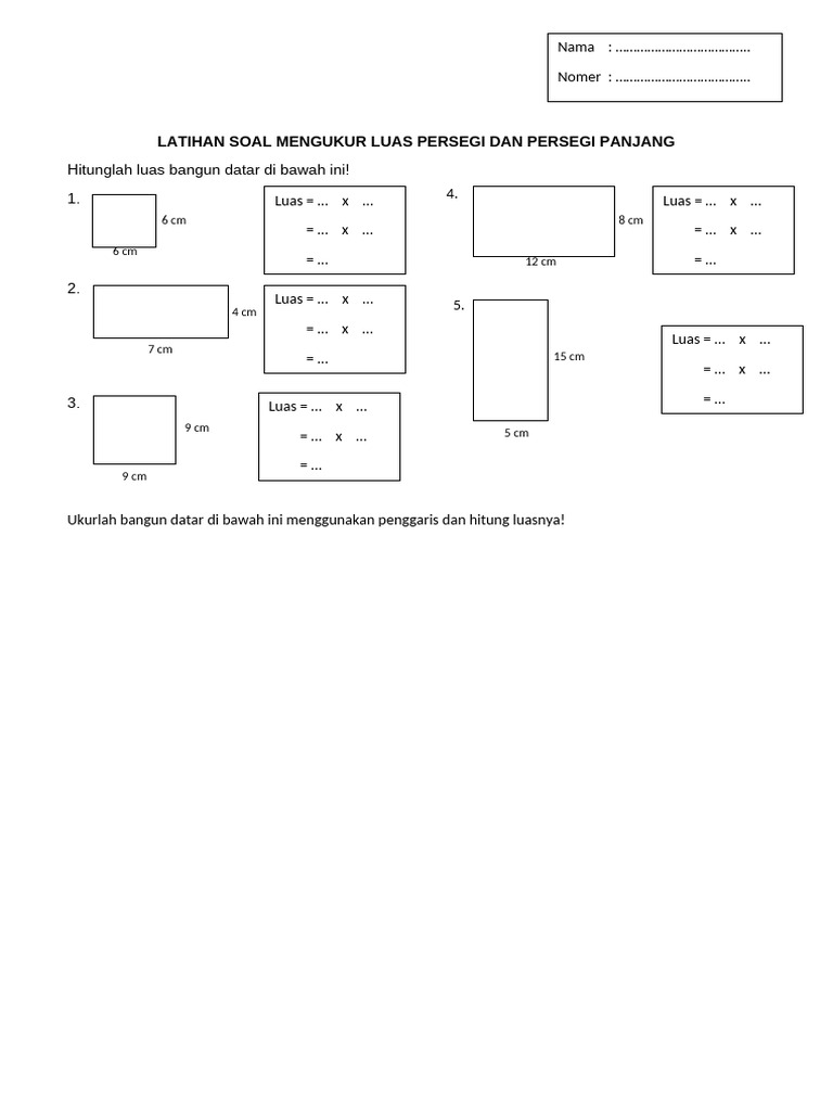 Latihan Soal Mengukur Luas Persegi Dan Persegi Panjang | PDF | Griya ...