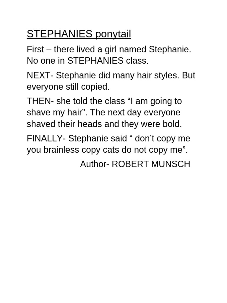 Stephanie's Bold Hair Tale | PDF | Art | Poetry