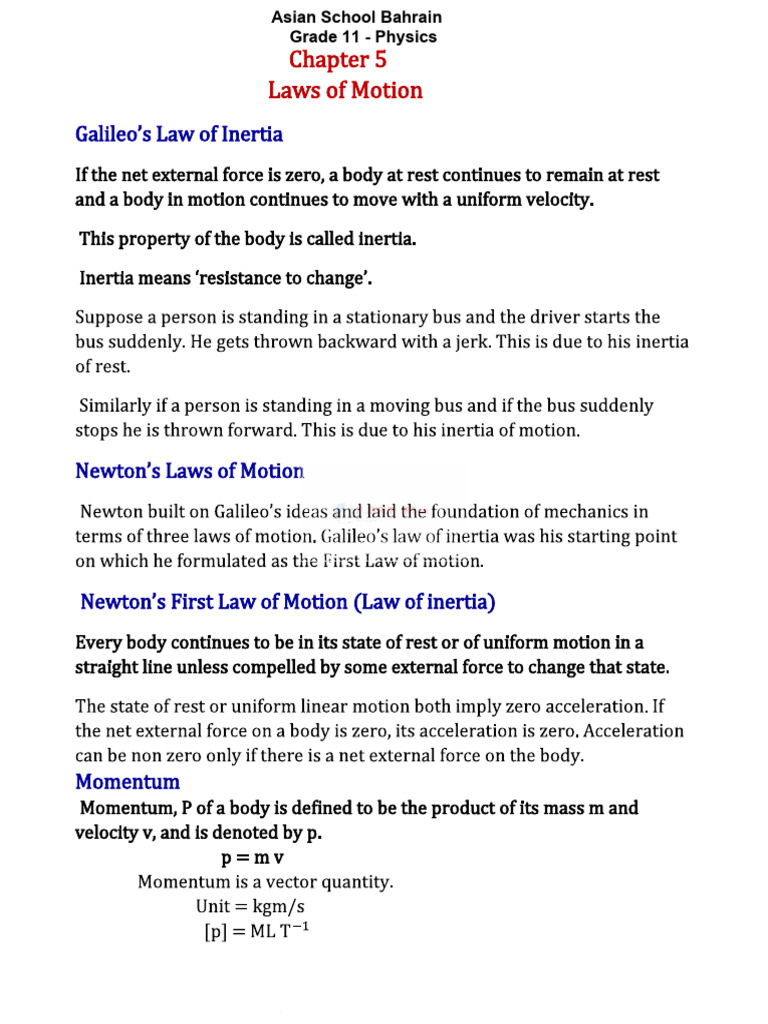 1chapter 5 - Laws of Motion | PDF