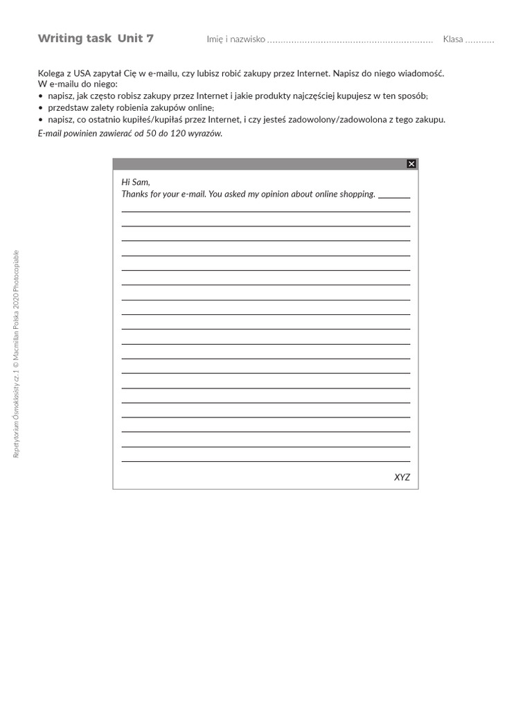 Unit - 7 - Writing - Task Repetytorium | PDF