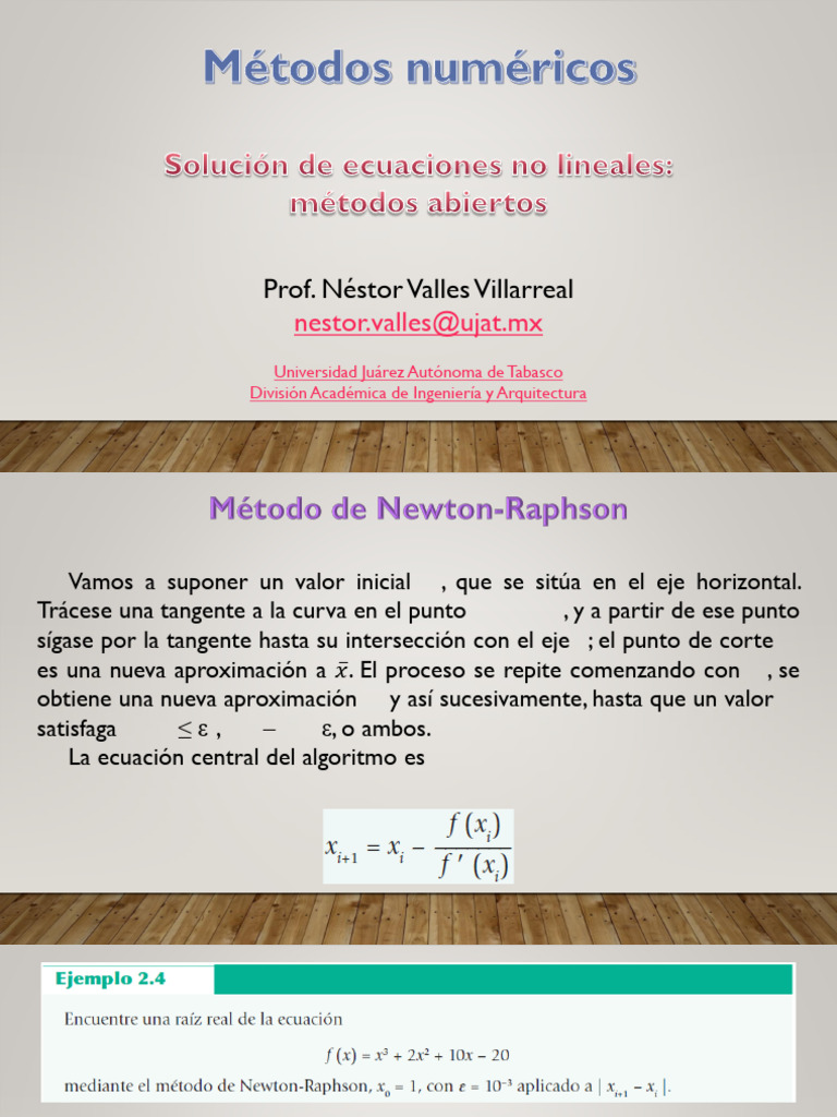Solución de Ecuaciones No Lineales - Métodos Abiertos (Método de Newton-Rapson, Método de Punto ...
