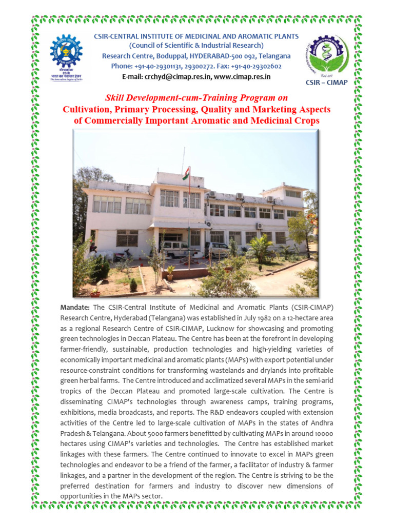 Skill Development in Medicinal Crops | PDF