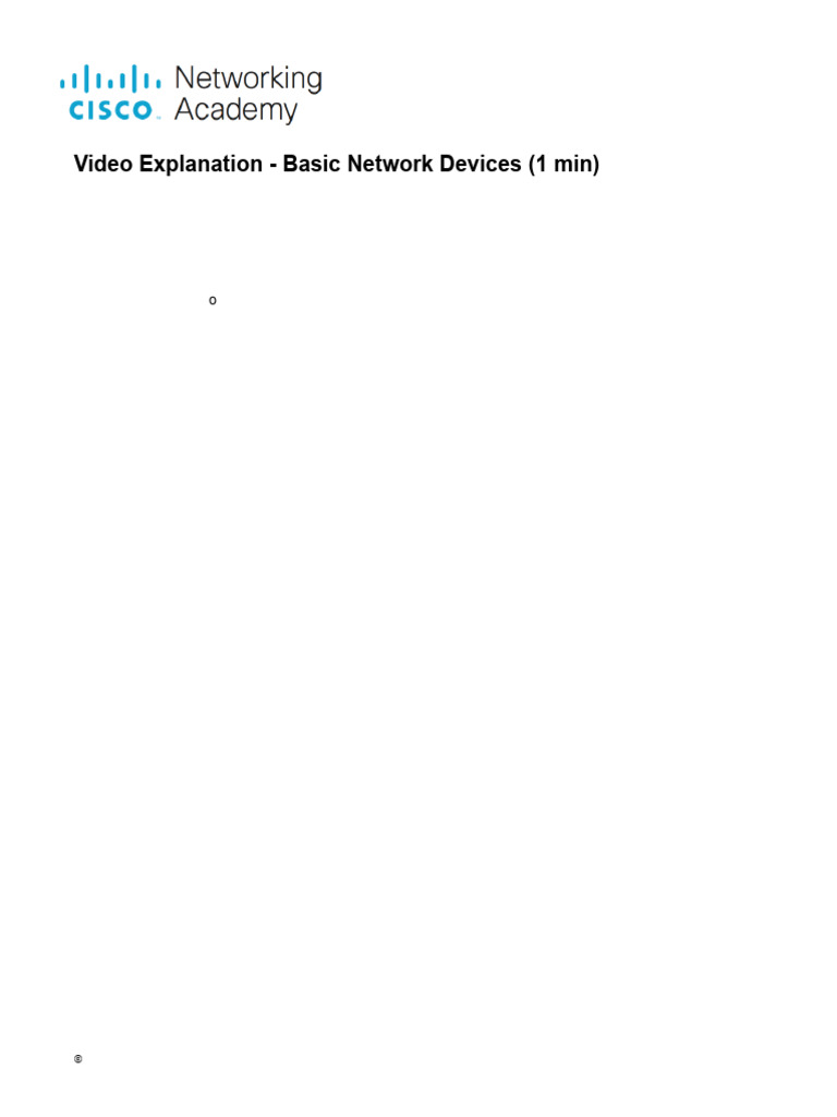 Video Explanation - Basic Network Devices (1 Min) : End of Document | PDF | Science ...