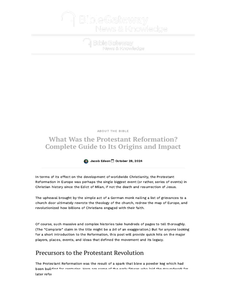 What Was The Protestant Reformation - Complete Guide To Its Origi | PDF ...