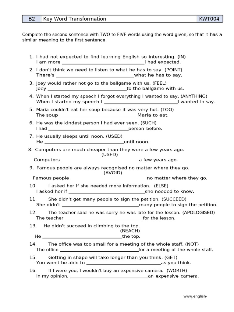 kwt004 Key Word Transformation | PDF