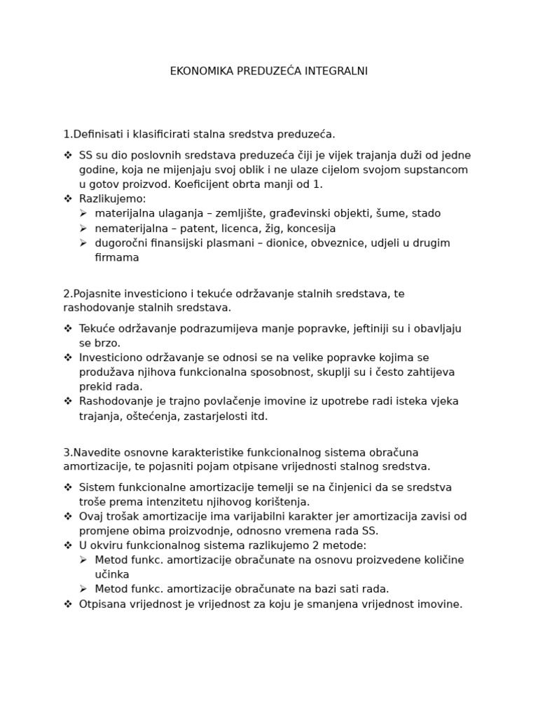 Ekonomika Integralni - 1 | PDF