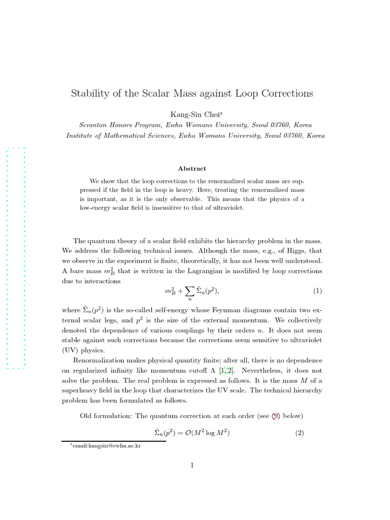 Scalar Mass | PDF | Quantum Field Theory | Scientific Theories