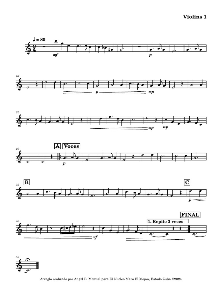 NOCHE DE PAZ ORQ - 2 - Violins - 1 | PDF