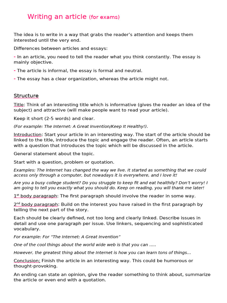 Writing An Article | PDF | Essays | Cognitive Science