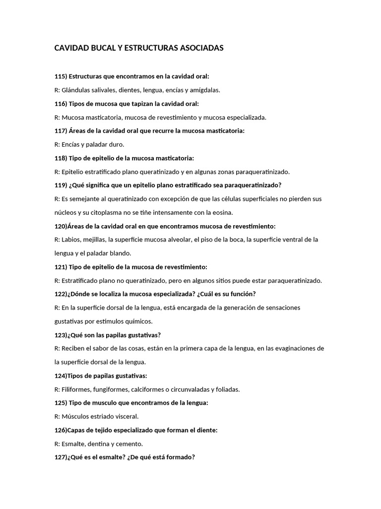 Cavidad Bucal y Estructuras Asociadas 2 Parcial | PDF | Diente ...