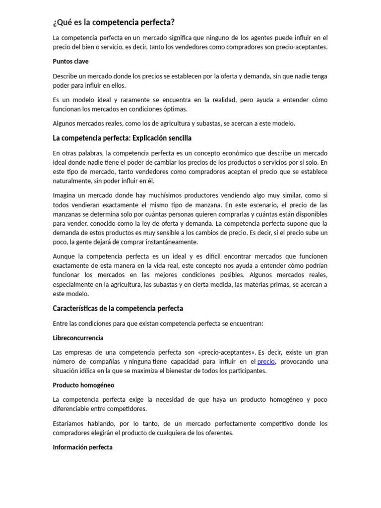 Unidad 1. Competencia Perfecta | PDF | Mercado (economía) | Competencia ...