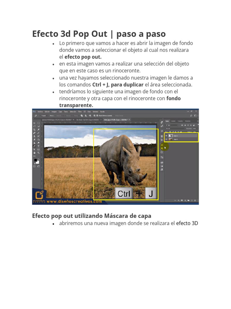 Efecto 3D Pop Out en Photoshop | PDF | Adobe Photoshop