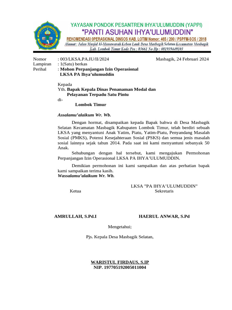 PROPOSAL Perpanjangan Ijin PA 2021 | PDF