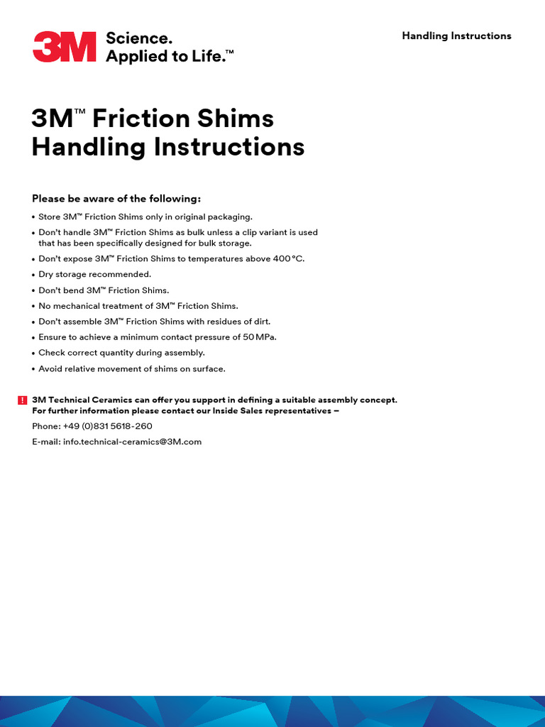 Handling Instructions Friction Shims e | PDF | Legal Liability | Negligence