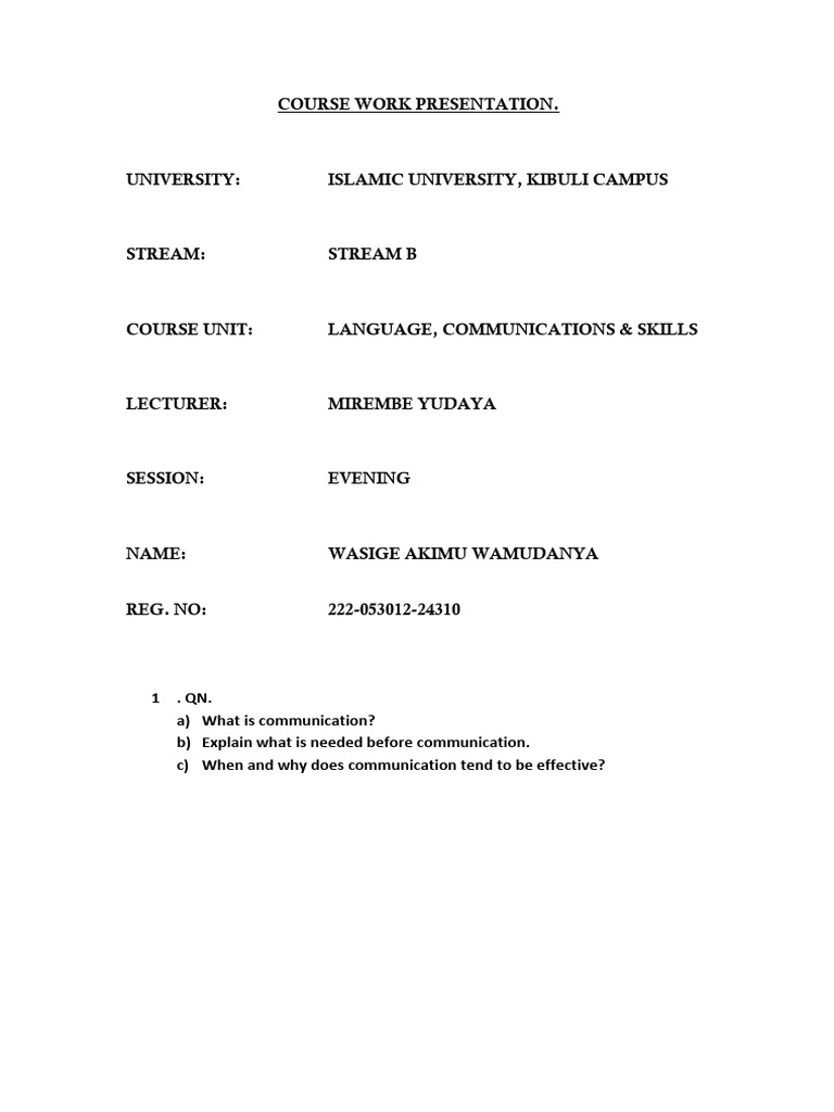 Communications Coursework | PDF | Communication | Information