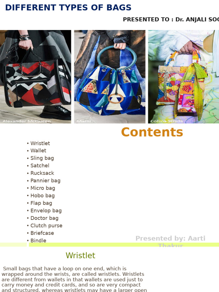 Overview of Bag Types and Varieties | PDF | Backpack | Handbag