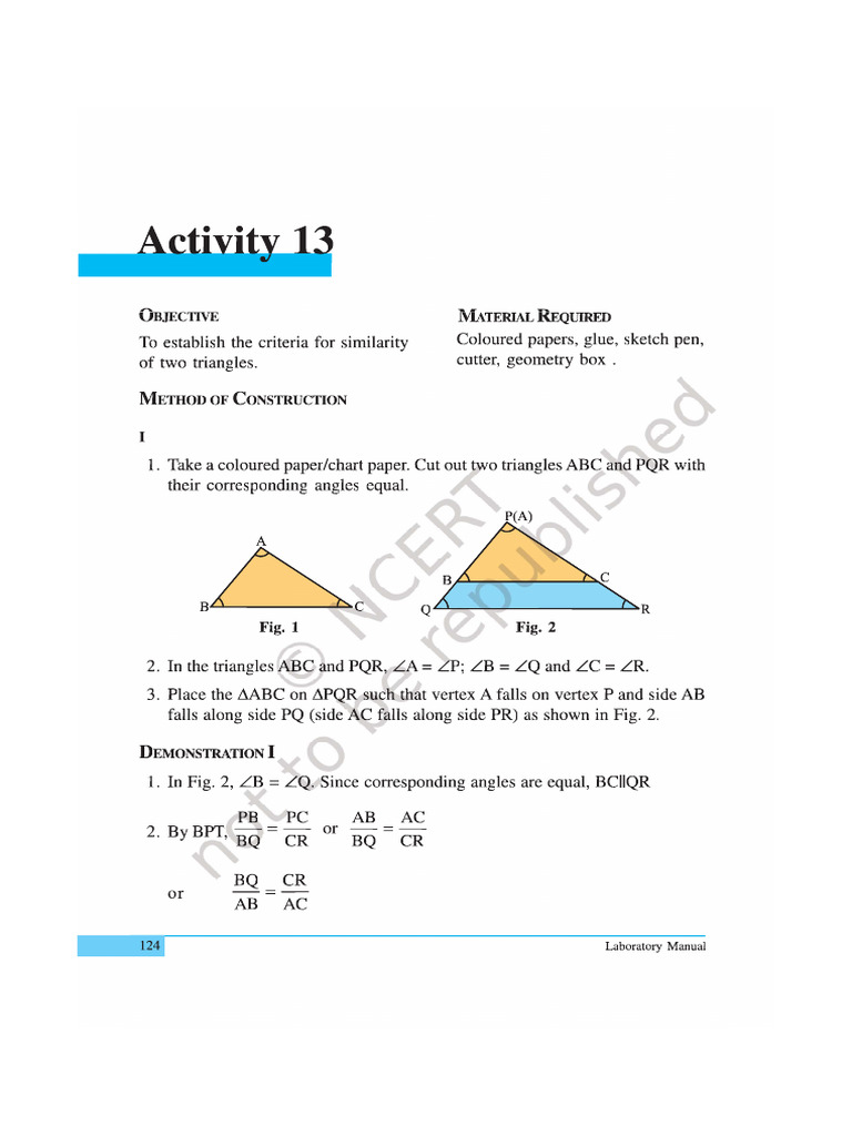 Class X - Mathematics Lab Activities Part-2 | PDF