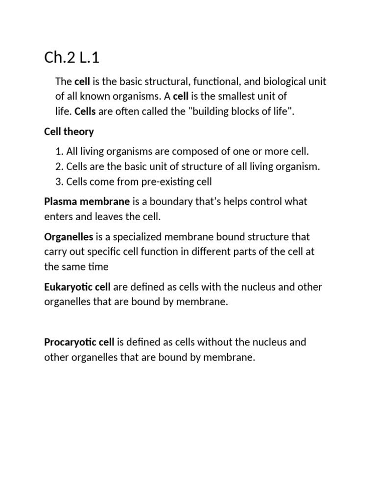 Biology Chapter 2 | PDF | Cell Membrane | Cell (Biology)