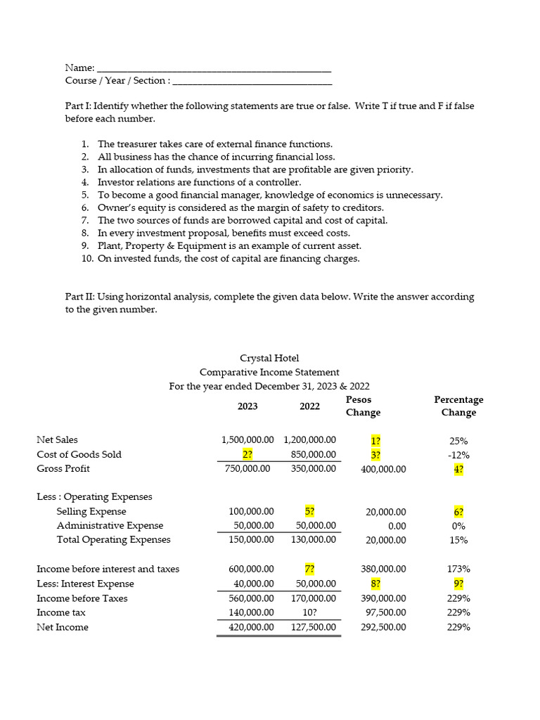 Financial Analysis Worksheet Template | PDF | Expense | Equity (Finance)