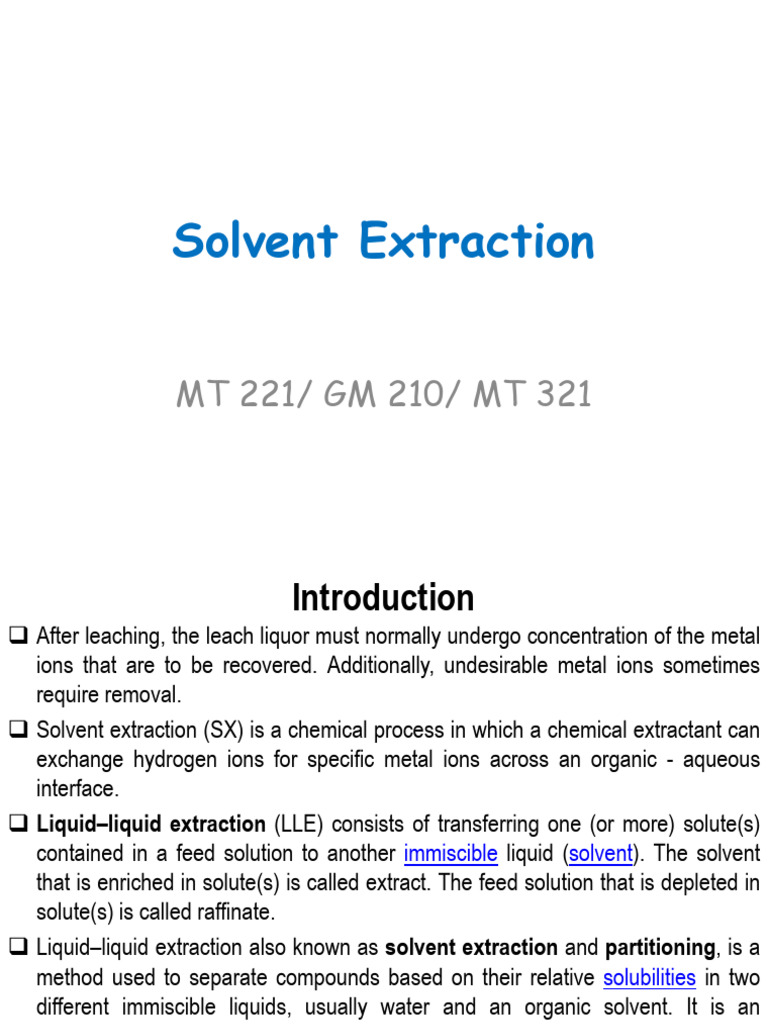 Solvent Extraction | PDF | Physical Sciences | Chemical Substances