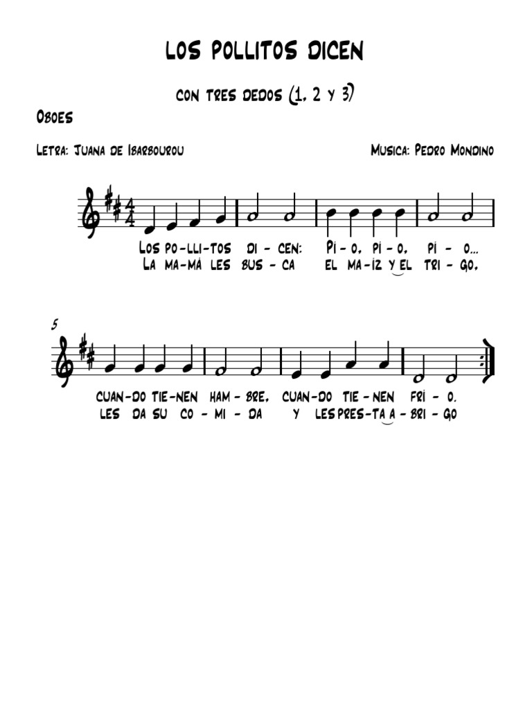 02 Los Pollitos - Oboes | PDF | Artes del Lenguaje y Comunicación ...