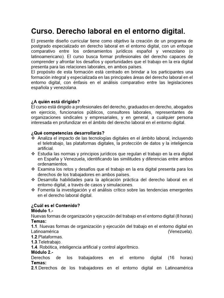 Curso | PDF | Derecho laboral