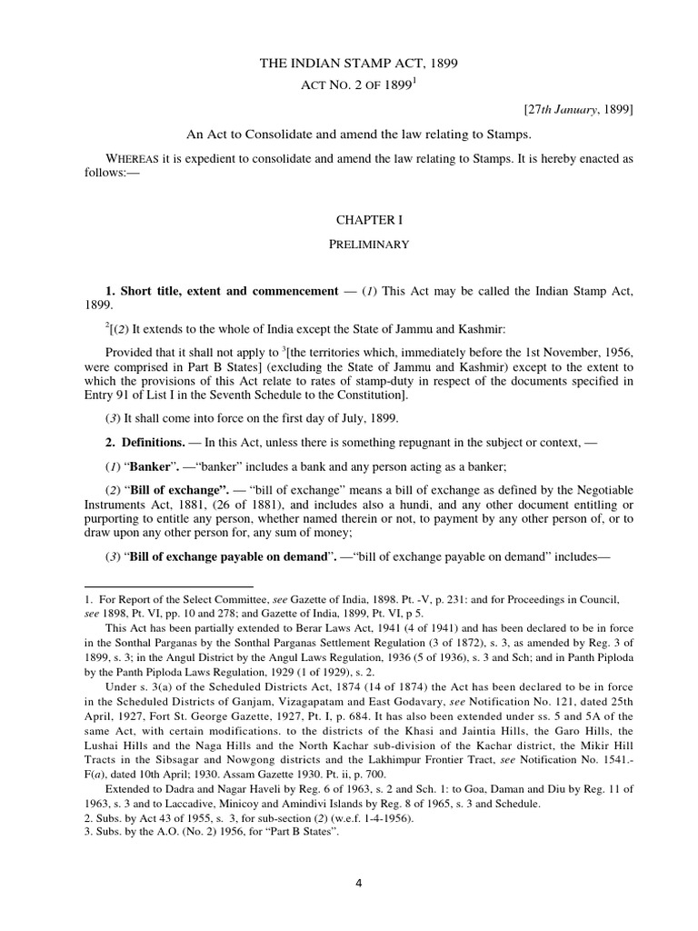 Indian Stamp Act Overview 1899 | PDF | Negotiable Instrument | Insurance