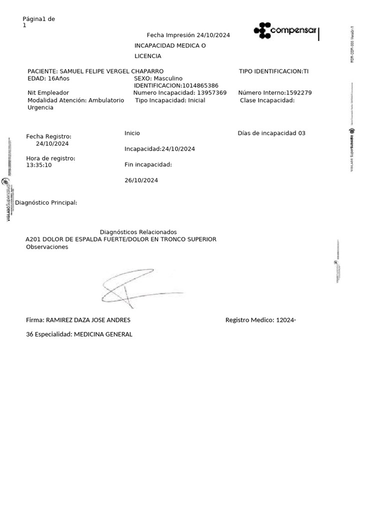 Incapacidad Medica COMPENSAR 2 | PDF | Ciencia y matemática