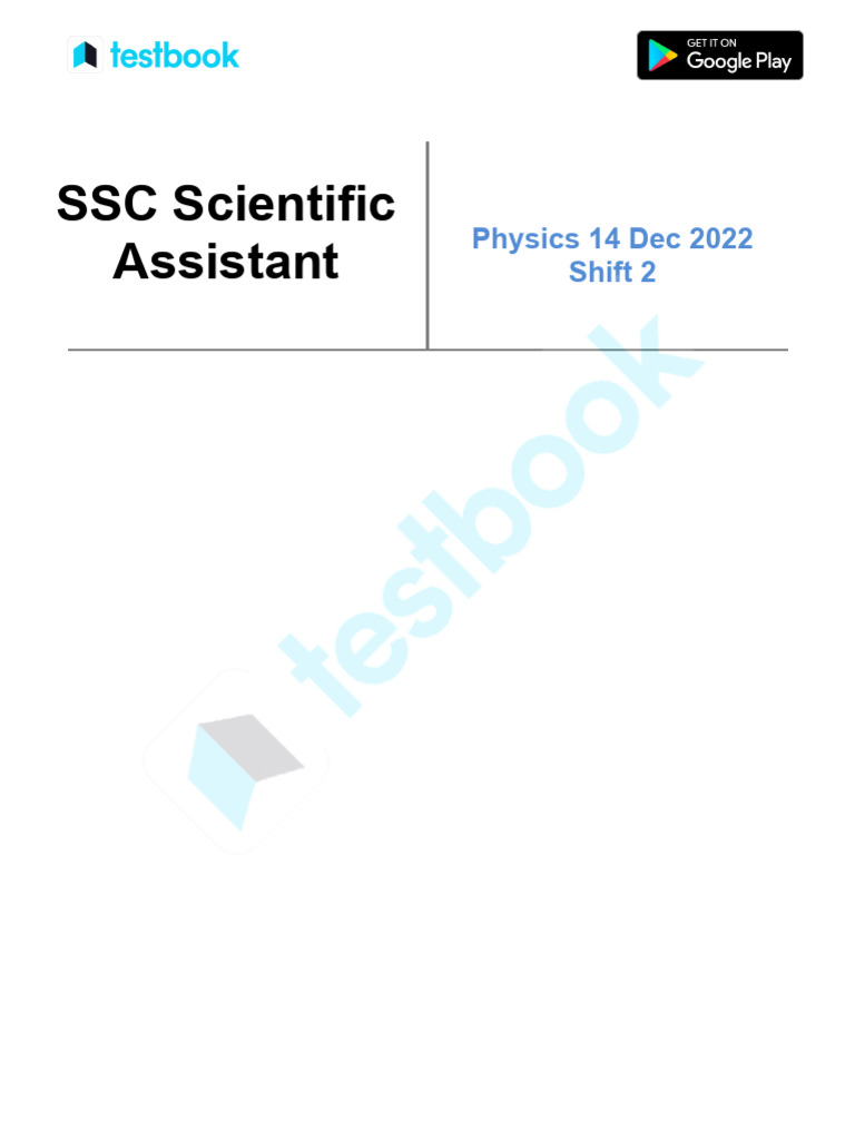 SSC Scientific Assistant Physics Paper | PDF | Question | Length