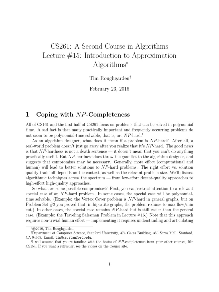Introduction To Approximation Algorithms | PDF | Time Complexity ... Introduction To Approximation Algorithms | PDF | Time Complexity ...