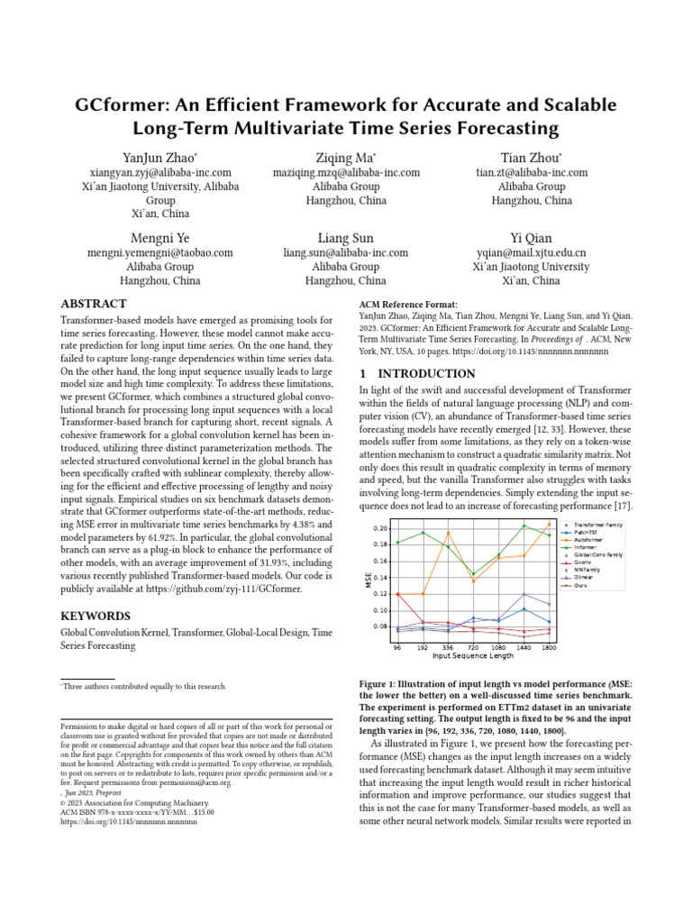 GCformer - An Efficient Framework For Accurate and Scalable Long-Term Multivariate Time Series ...
