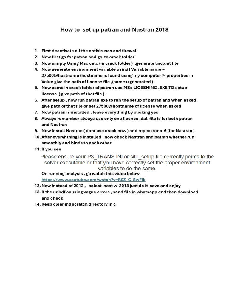 How To Set Up Patran and Nastran 2011 | PDF