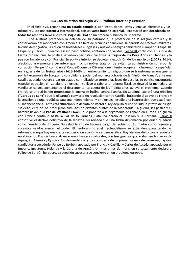 Austrias Siglo XVII | PDF | Imperio español | España