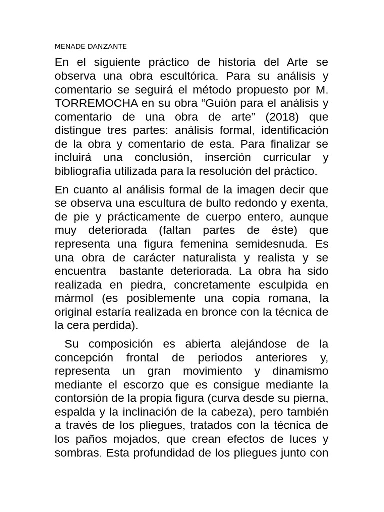 COMENTARIO DE ARTE menade danzante de Scopas | PDF | Escultura | Grecia ...