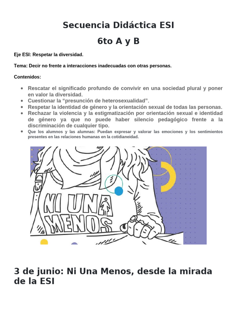 Secuencia Didáctica ESI | PDF | Ciencias sociales | Relaciones personales, crianza y desarrollo ...