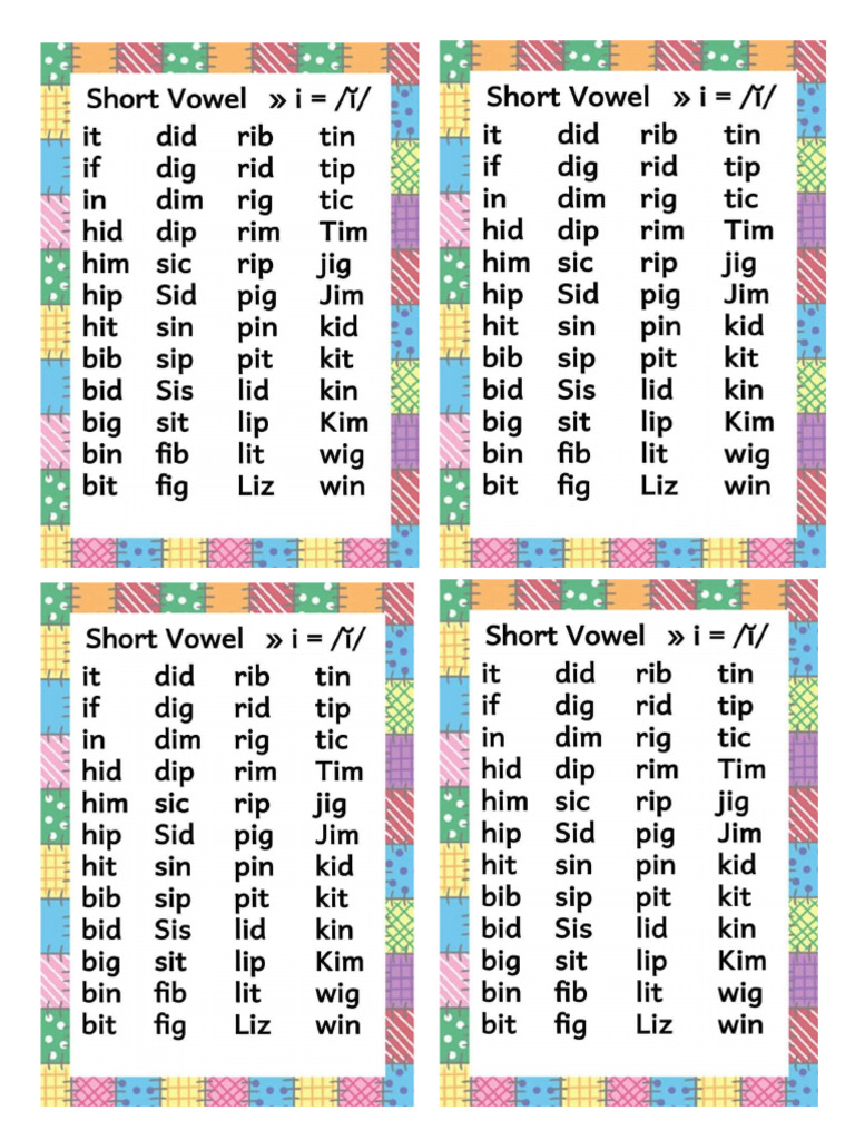 Short Vowels | PDF
