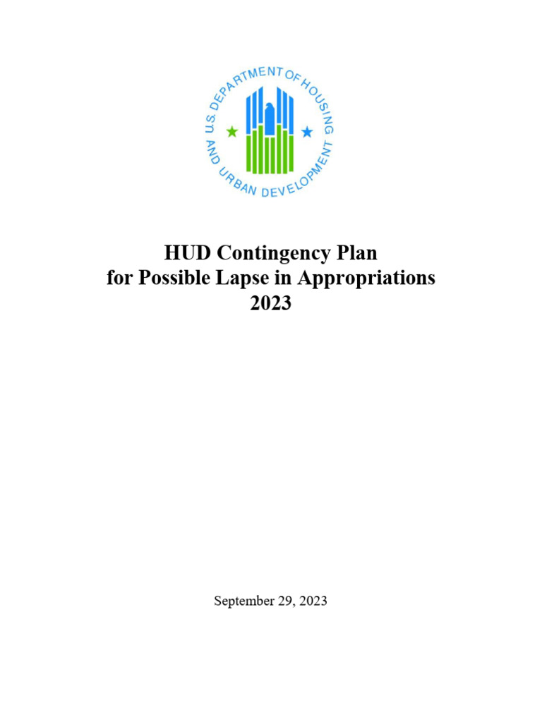 HUD 2023 Lapse Contingency Plan | PDF | Appropriations Bill (United ...