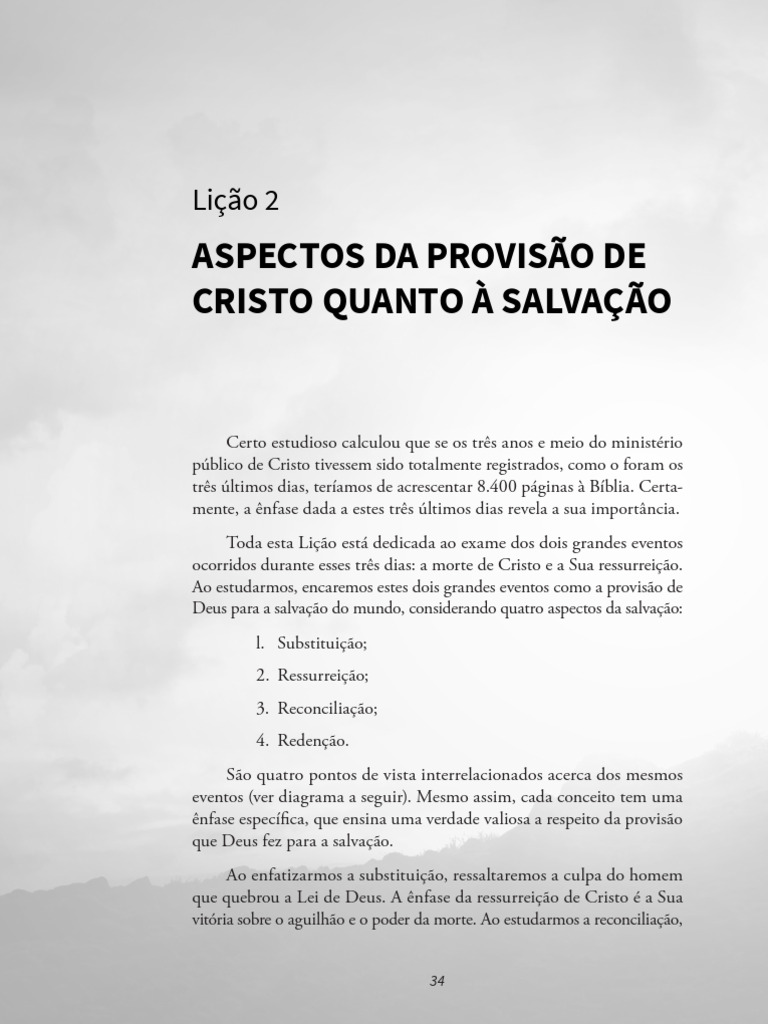 Lição 2 Doutrina Da Salvação Pdf Pecado Salvação