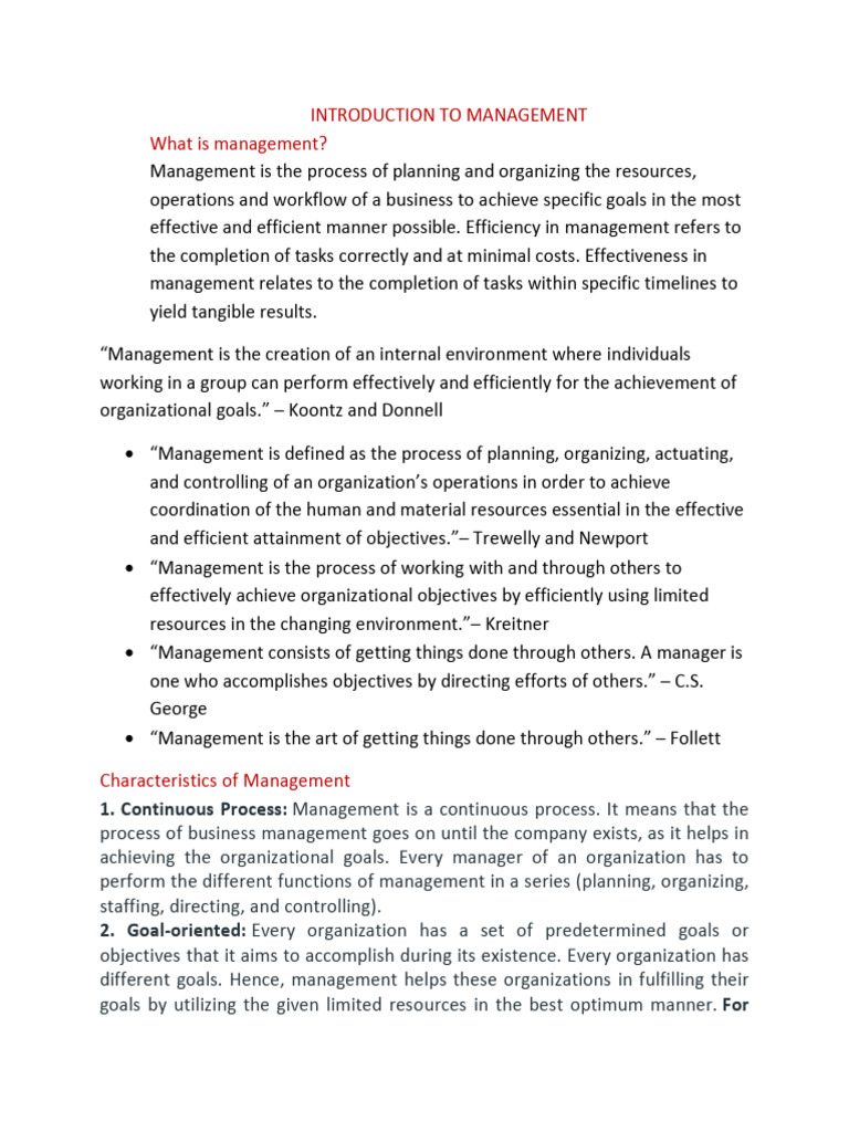 Unit 1ST Introduction To Management | PDF | Diversity (Business) | Goal