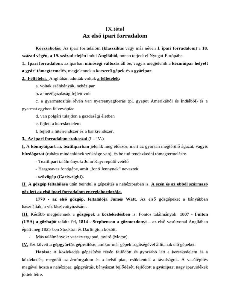 Az Első Ipari Forradalom | PDF