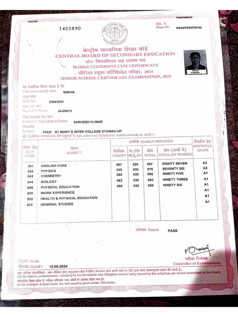 Twelve Marksheet 1726415301 635108 | PDF