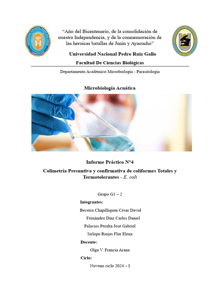 Informe Practica - Semana 5 - Micro Acuatica | PDF | Organismos | Las bacterias