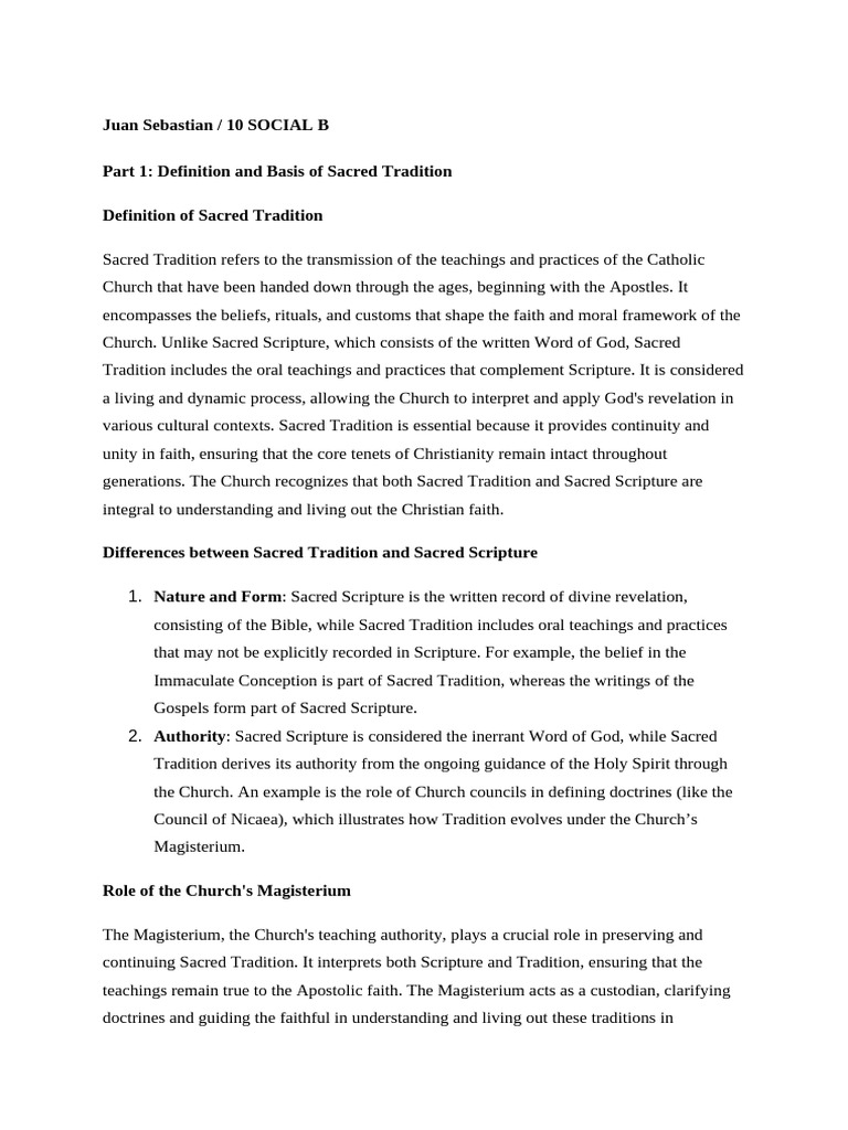 Understanding Sacred Tradition in Catholicism | PDF | Catholic Church ...
