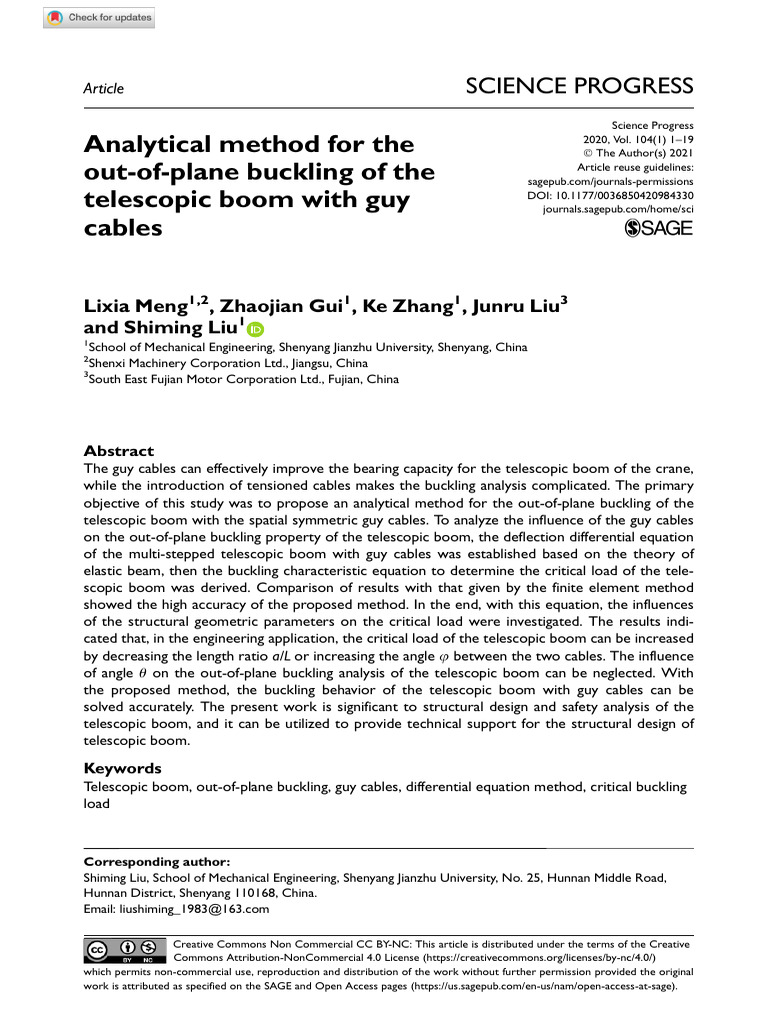 Out-of-Plane Buckling Analysis of Telescopic Boom | PDF | Buckling ...