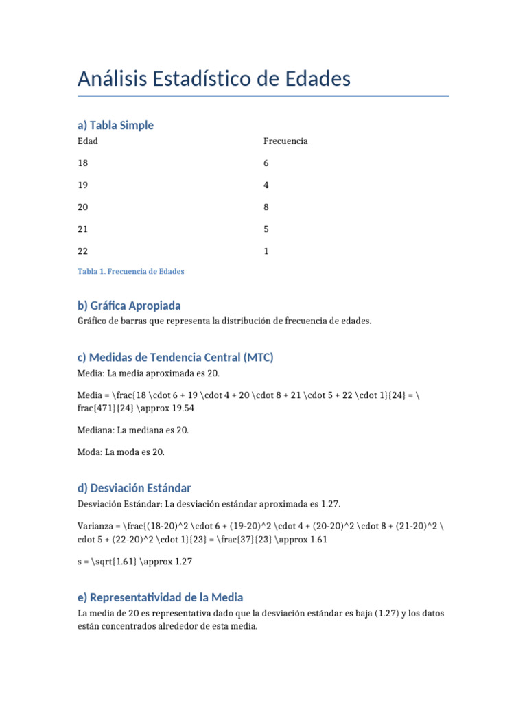 Analisis Estadistico Edades | PDF
