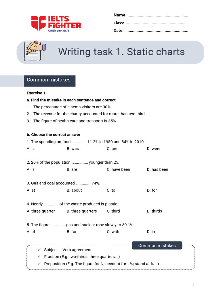 Lesson 3. Writing Task 1 - Static Chart | PDF | Subject (Grammar)