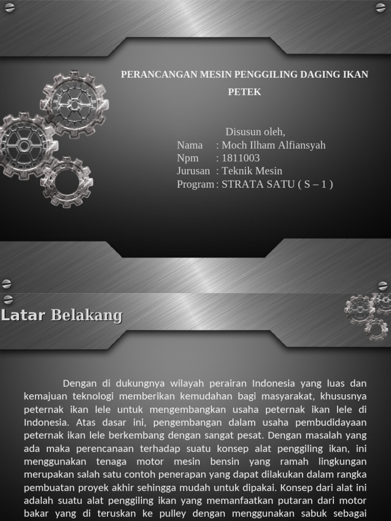 Pra Ta Perancangan Mesin Penggiling Dading Ikan Petek | PDF | Komputer ...
